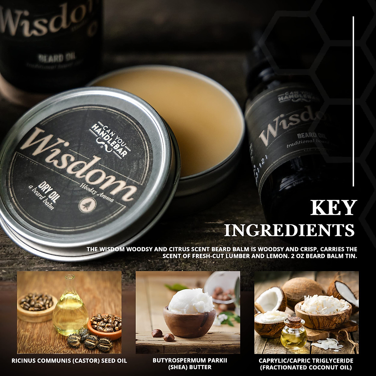 Can You Handlebar Beard Balm for Men, Dry Oil Beard Wax, Natural Beard Care Conditioner Moisturizer Softener Grooming Products, Woodsy and Citrus Scent, 2 oz Stainless Steel Tin