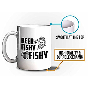 Fisher Coffee Mug 11oz White - Beer Fishy Fishy - Fisherman Funny Witty Fish River Fishing Lures Flounder Net Alcoholic Lover