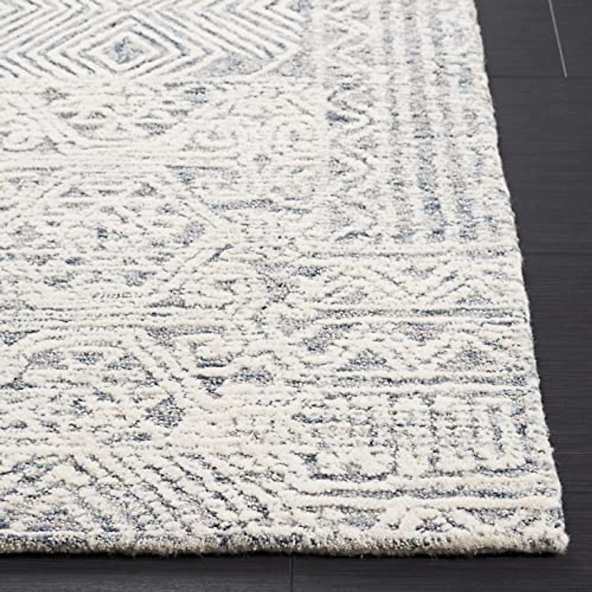 Safavieh Abstract Collection Area Rug - 8' x 10', Grey & Ivory, Handmade Wool, Ideal for High Traffic Areas in Living Room, Bedroom (ABT225F)