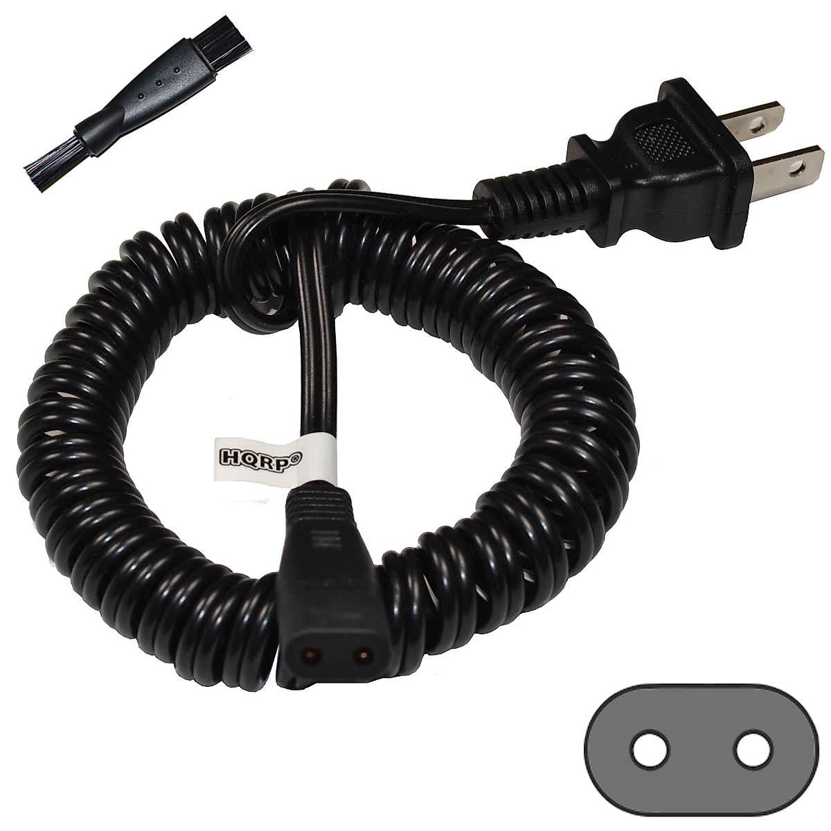 HQRP AC Power Cord Works with Philips Norelco 6945XL 6948XL 725RL 885RX HP1311 HP1605 HQ4821 HP1615 835RX Shaver Lead Mains Cable + HQRP Cleaning Brush