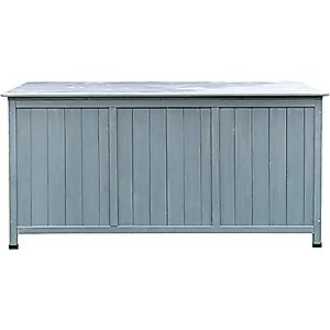 Hanover Wooden Outdoor Cushion Storage Box, Spacious Container for Patio Cushion Storage, Pool Supplies, and Throw Pillows in Grey, All-Weather 8 Cu. Ft. Capacity Outdoor Furniture Cushion Storage