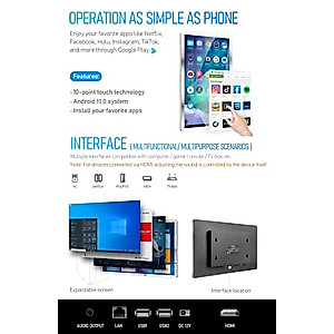 Leotachi 21.5 inch Touch Screen Mirror IP66 Waterproof TV for Bathroom Shower - Support 360° Rotation, 500 nits High Brightness Full HD 1080P Built-in Android OS WiFi/LAN/USB/BT/HDMI(Black)