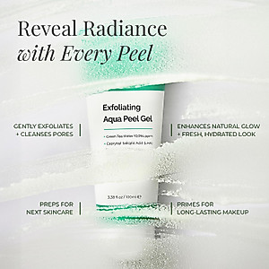 MOTHER MADE Exfoliating Vegan Facial Peeling Gel with Green Tea, Vitamin E, Hyaluronic Acid, 3.38 fl. oz.| Gentle Natural Face Scrub Exfoliator, Cleansing, Physical Peel, Korean Skincare