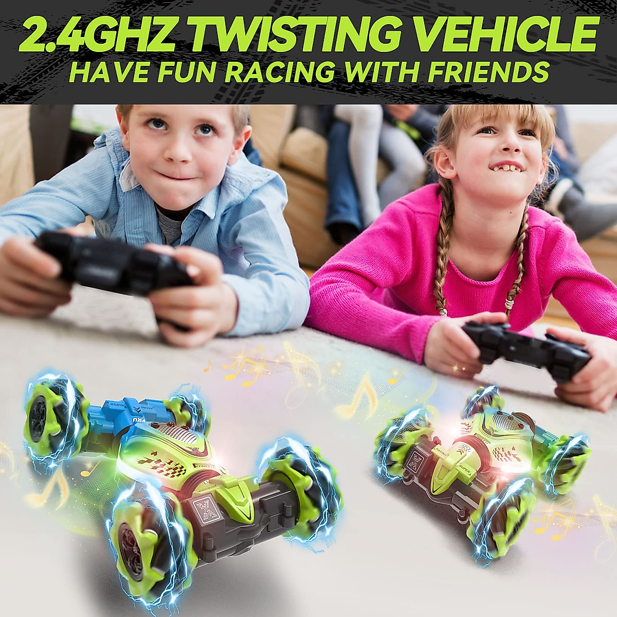 Dysaim Gesture RC Car, Gesture Sensing RC Stunt Car Toys for Kids 6-12 yr, 2.4GHz 4WD Hand Remote Control Cars with Lights Music, Off-Road 360° Rotation RC Drift Car Birthday Halloween Xmas Gifts