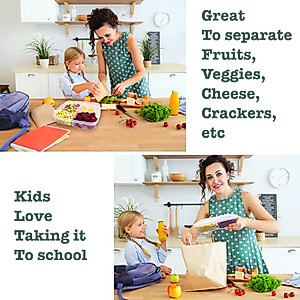 TeTeBak Bento Box - 6-Compartment Reusable Bento Lunch Box for School, Work, and Travel, Food Prep Containers, Snack Containers for Kids, Portion Control Bento Lunch Box for adult, Set of 2, Clear