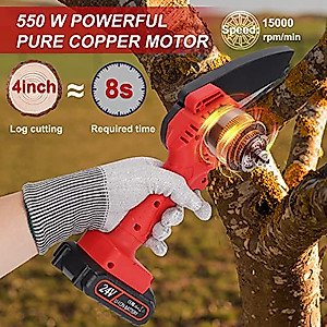 Mini Chainsaw Cordless, 4 Inch 24V Battery Powered-Chain-Saws, Portable One-Handed Rechargeable Electric-Chainsaw Supersaw for Tree Trimming Branch Wood Cutting Small-Chainsaw