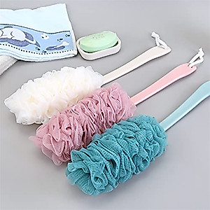 INGVY Dry Brushing Body Brush Long Handle Hanging Soft Mesh Back Body Bath Shower Scrubber Brush Sponge for Bathroom Shower Brush (Size : White)