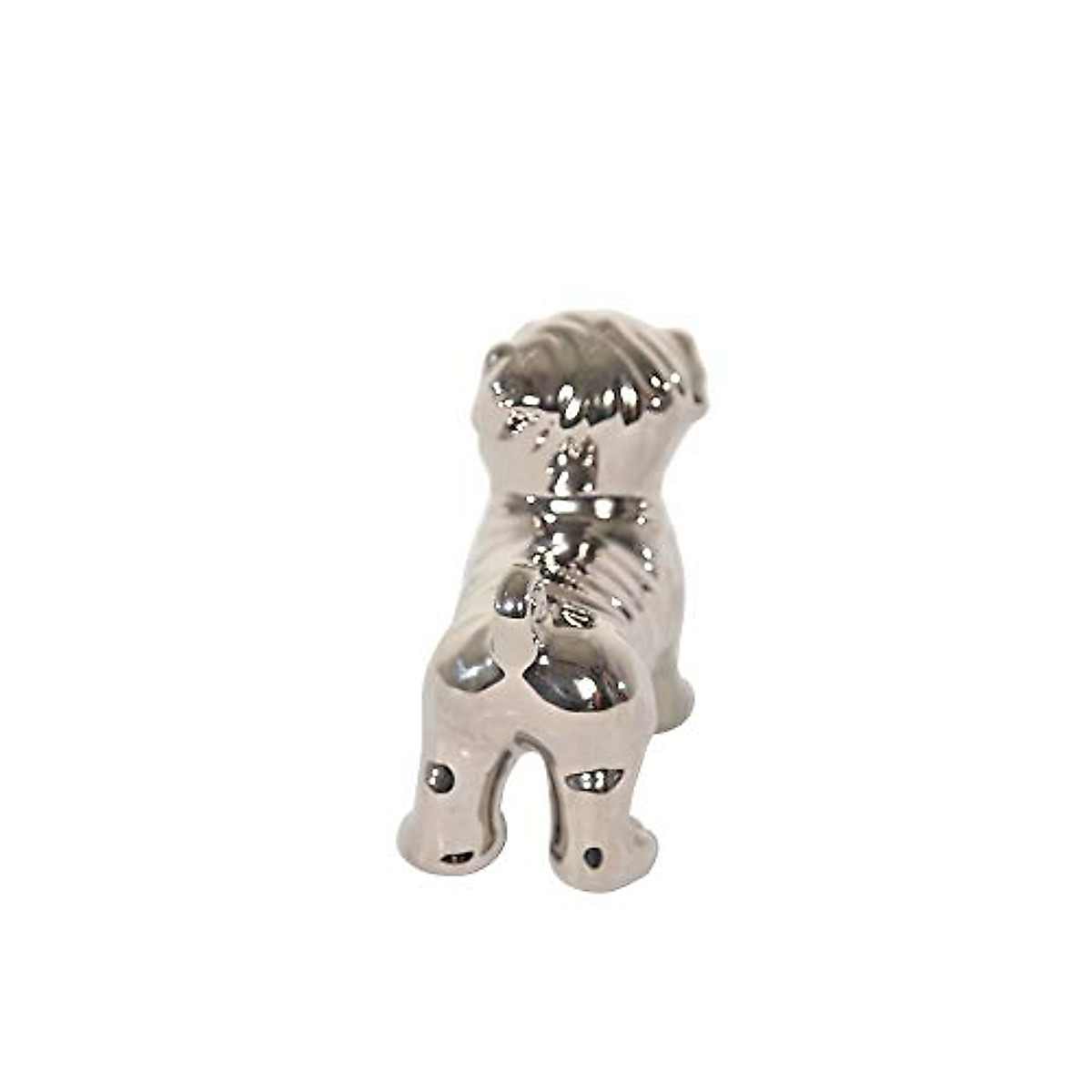 Sagebrook Home Ceramic Pug Dog Figurine, Accent Piece Sculpture Home Decor Collectible, Craft Ornament Art Statue Decoration for Interior Design, 4.5" x 3" x 5", Silver