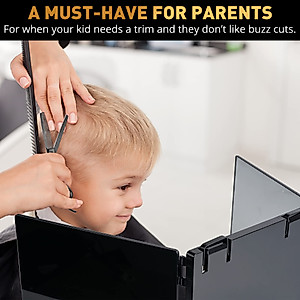 KKOCH BEAUTY 3 Way Mirror with LED Lights, Haircutting Kit, 360 Mirror for Braiding and Makeup, Mirror to See Back of Head, Self Cut for Men Women Kids