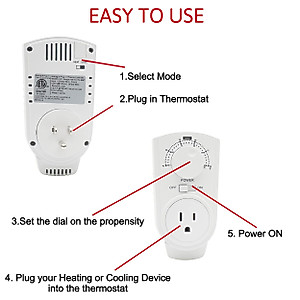 Amaze Plug in Thermostat - Compatible for all Heaters, Fans and Air Conditioners.