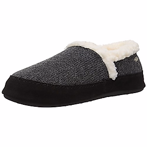 Acorn Moc Slipper – Cozy, Comfortable Moccasins for Women – House Shoes with Memory Foam Cloud Cushioning and Indoor / Outdoor Sole, Dark Charcoal Heather Ragg Wool, 8-9