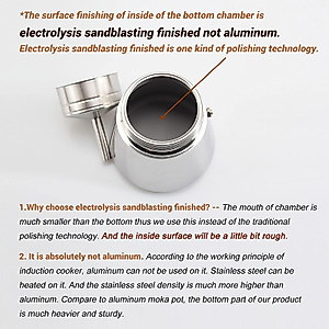 FOSKU Stovetop Espresso Maker, Stainless Steel Moka Pot, Italian Style Coffee Maker, Espresso Pot For 6 Cups, 300ml (Silver)