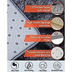 Aternoon Area Rug 5x7, Super Soft Fluffy Shaggy Rugs Floor Carpet for Living Room, Children Bedroom, Nursery Play Room, Home Decor, 5.3 x 7.5 Feet, Dark Grey