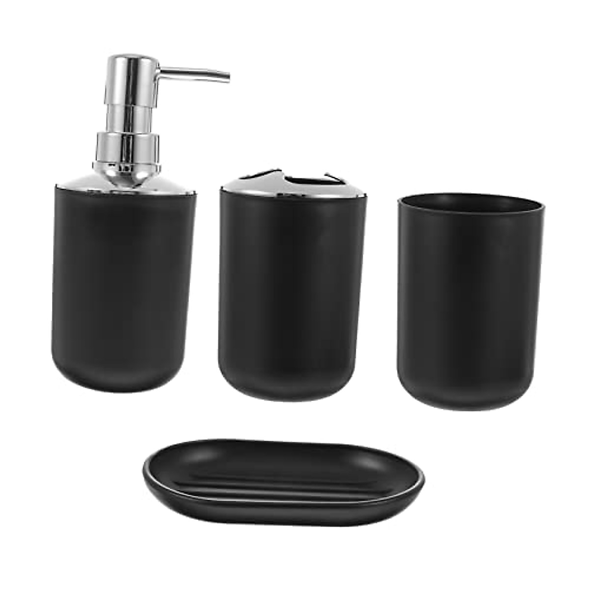 BETOOKY 1 Set Bathroom Set Soap Dispenser Toothbrush Decorative Bathroom Accessories Vanity Countertop Soap Dish Foaming Soap Black Trim Sanitary Accessory Plating Necessity Household