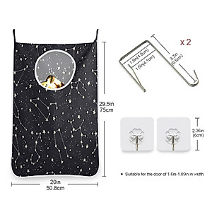 Tatenale Hanging Laundry Hamper Over Door with Stainless Steel Hooks Dirty Clothes Hamper Bag 29.5X20inch