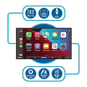 JENSEN J1CA7 7-inch Touch Screen Double DIN Car Stereo Media Receiver | Apple CarPlay Android Auto | Bluetooth Hands Free Calling & Music Streaming | Backup Camera Input | USB Playback & Charging