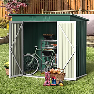 Bealife 6' x 4' Outdoor Storage Shed Clearance, Metal Outdoor Storage Cabinet with Double Lockable Doors, Waterproof Tool Shed, Backyard Shed for Garden, Patio, Lawn (Green)