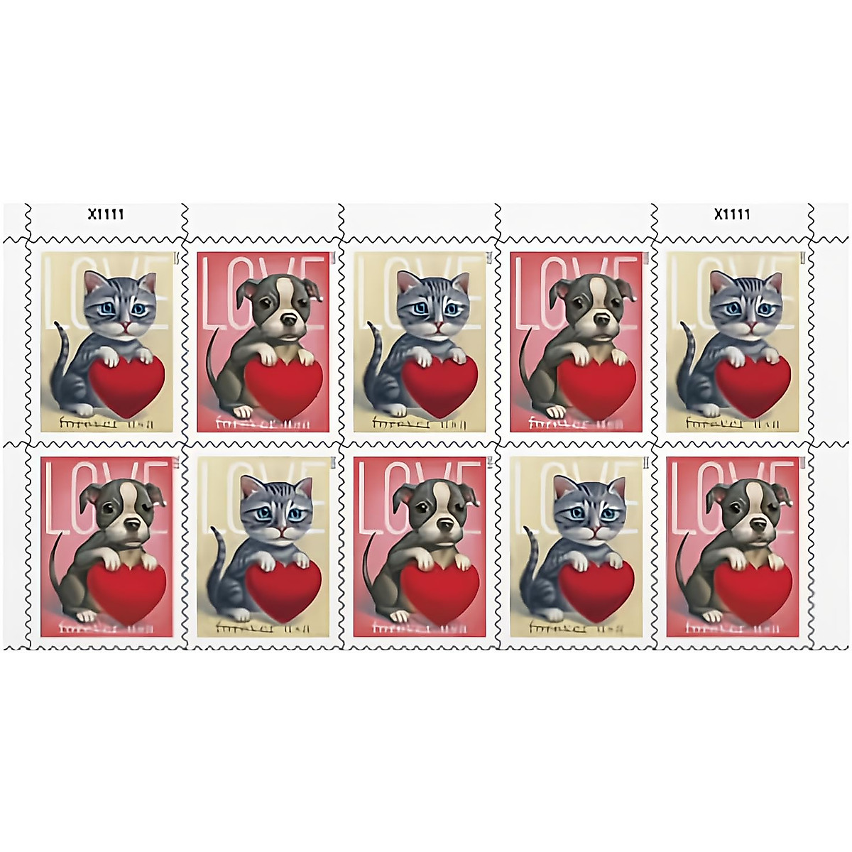 Love 2023 Forever First Class Postage Stamps - Valentine, Wedding, Celebration, Anniversary, Romance, Party 1/2 Sheet (10 Stamps)