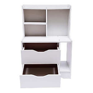 Nightstand with 2 Drawers, End Side Table with Open Shelf, Modern Storage Bedside Table for Small Spaces, Cabinet Organizer for Bedroom, Living Room, White