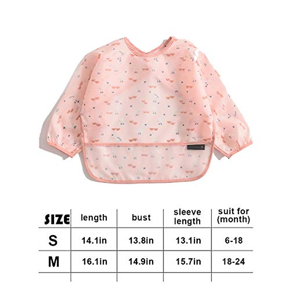 6-42 Months Toddler Baby Sleeved Bibs Waterproof Eating and Painting Smock. JNINTH