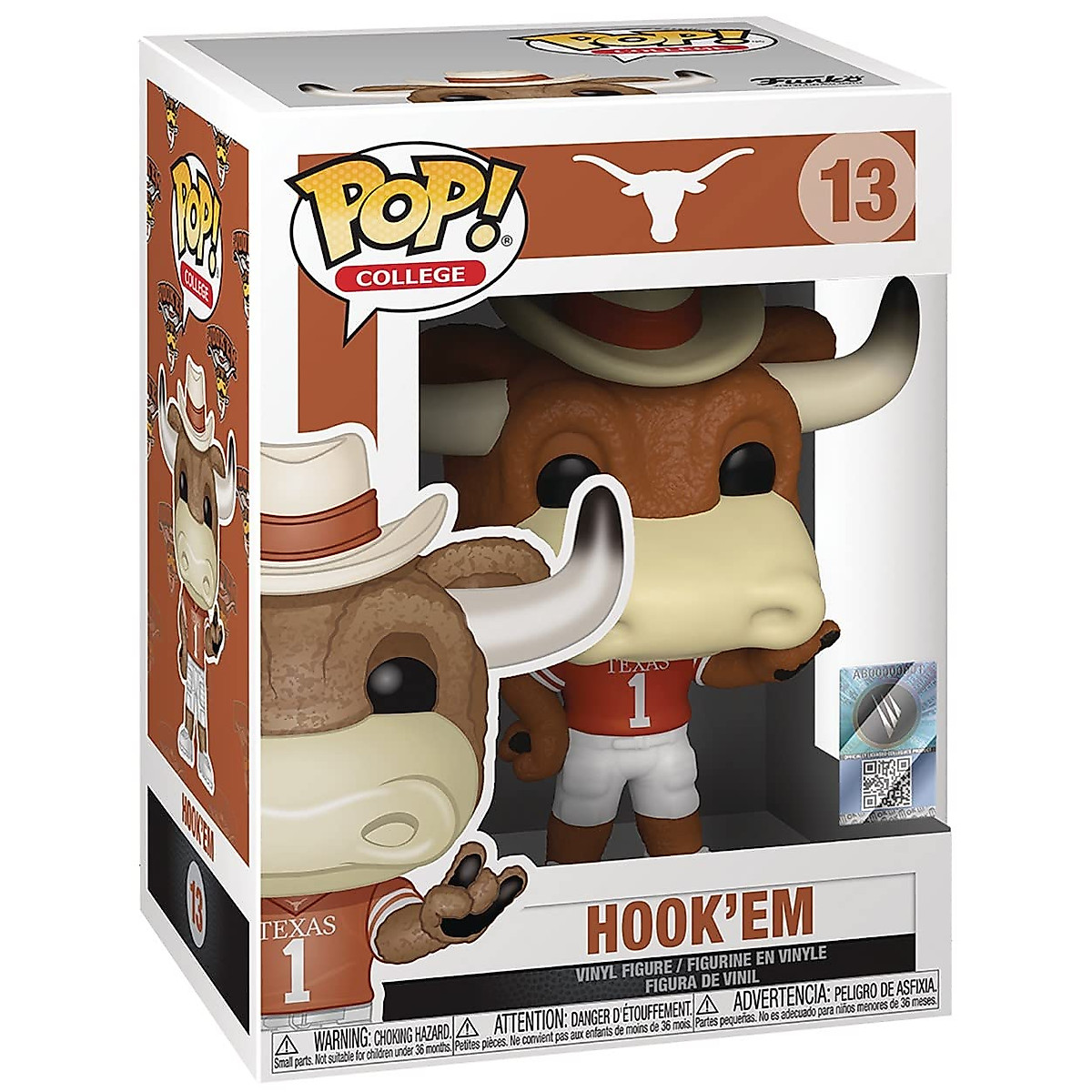 Funko College Mascots: University of Texas - Hook 'Em Pop! Vinyl Figure (Bundled with Compatible Pop Box Protector Case)