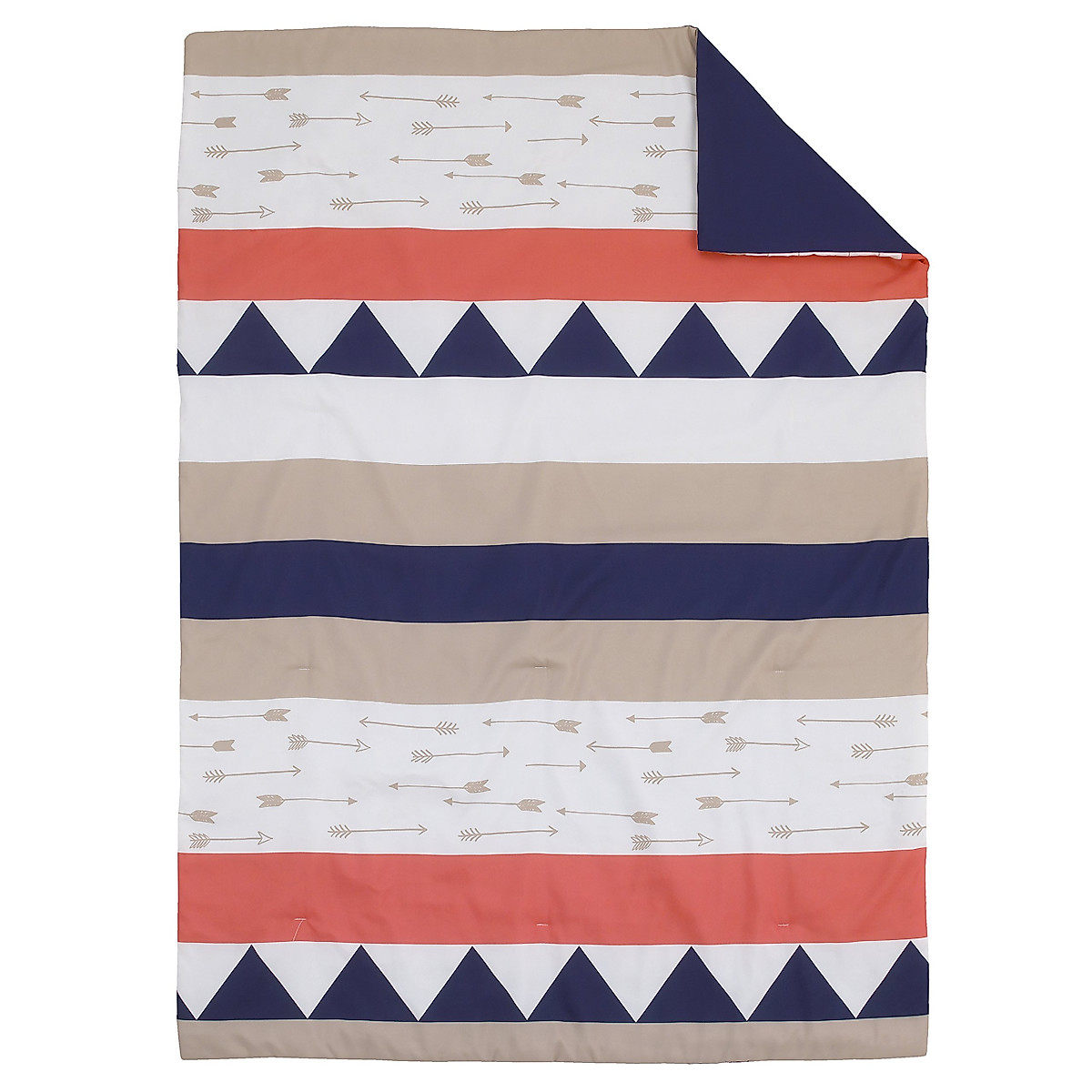 CARTERS Aztec 4 Piece Toddler Bedding Set, Navy, Cream, Orange, Beige