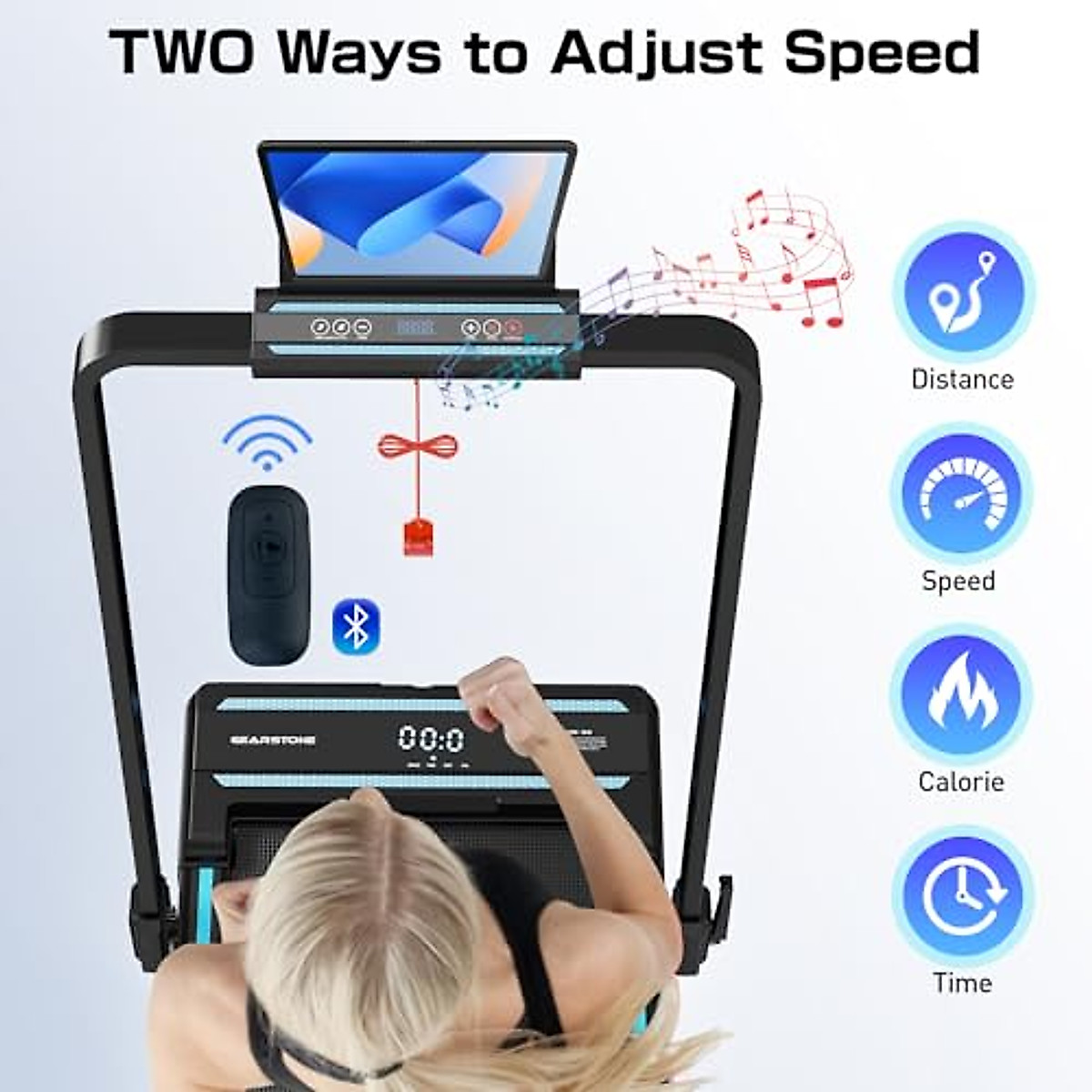 GEARSTONE Folding Treadmill for Home 2 in 1 Electric Under Desk Treadmill