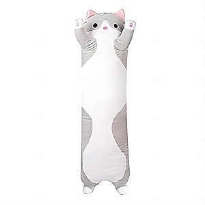 Cat Plush Toy Long Cotton Cute Cat Doll Plush Toy Soft Cotton Stuffed Sleeping Pillow Great Gift for Your Girlfriend or Kids for Over 1 Years Old Kids
