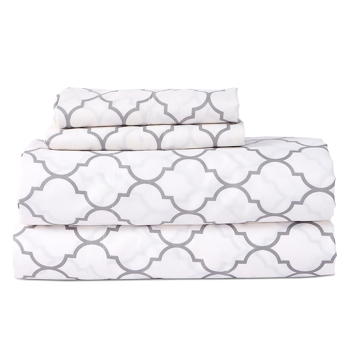 VISI-ONE BLC Full Quatrefoil Sheet Set, Super Soft Brushed Microfiber 1800 Thread Count Bedding, Extra Soft Cooling Bed Sheet, Deep Pocket up to 15-inch Mattress, Wrinkle, Fade, Shrink Resistant