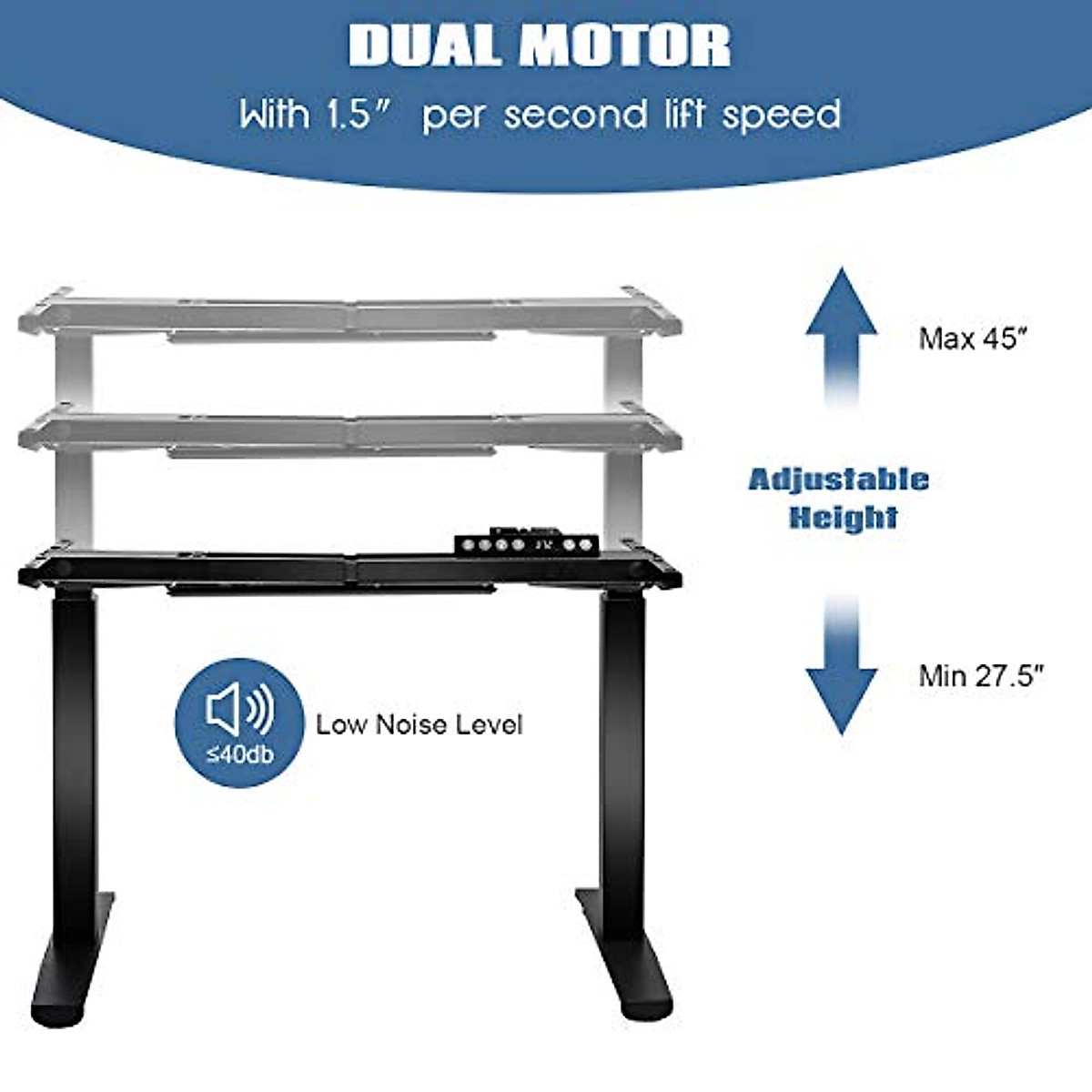 Tangkula Dual Motor Electric Standing Desk Frame, Height & Width Adjustable Motorized Sit Stand Desk Base, Ergonomic Standing Up Workstation w/Memory Controller