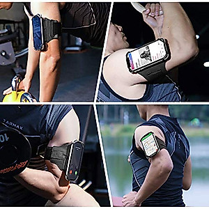 VUP Running Armband 360°Rotatable for iPhone 14/13/Pro Max/Pro/Mini/12/11/SE/Xs/XR/X/8/7/Plus, Fits All 4-6.7 Inch Smartphones, with Key Holder Phone Armband for Running Hiking Biking (Black)