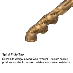 uxcell M4 x 0.7 Spiral Flute Tap 3.3mm Drill Bit Set, Metric Titanium Plated M35 Cobalt High Speed Steel Machine Threading Screw Tap Drilling Tool