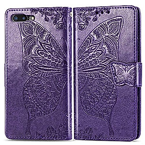 KRHGEIK Designed for iPhone 8 Plus/iPhone 7 Plus Case,PU Leather Wallet Phone Case with Butterfly Embossed Stand Card Slots Flip Cover for iPhone 7 Plus/8 Plus/6 Plus/6S Plus,5.5"(Purple)
