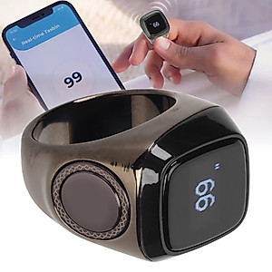 Rechargeable Finger Counters, Intelligent Electronic Finger Counter, Lap Counter Tally Clicker with 0.49in Screen, 22MM, Charging Case, for iOS for Android