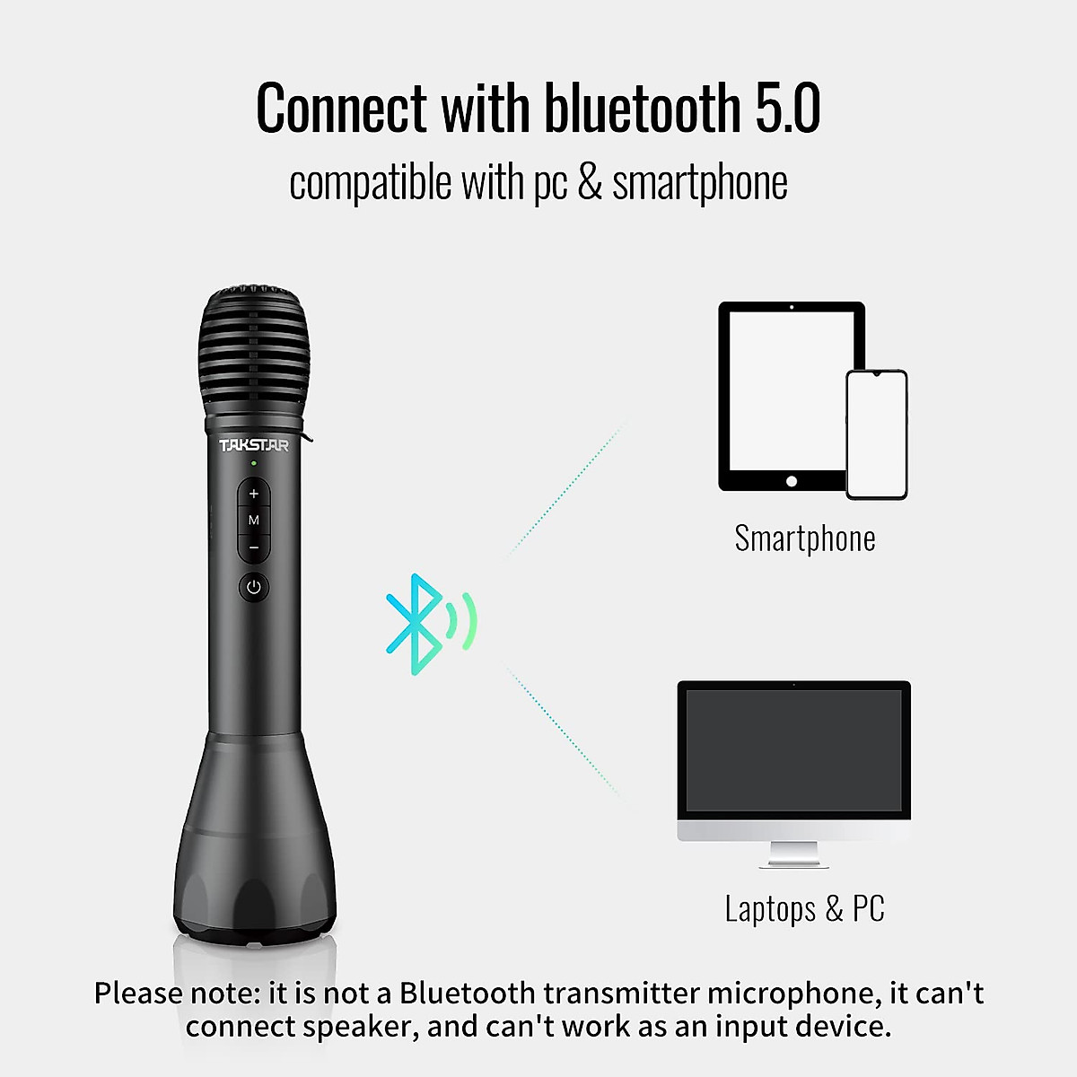 TAKSTAR 2-in-1 Bluetooth Wireless Microphone & Voice Amplifier, Portable Handheld Mic Speaker for Karaoke, Meeting, Outdoors, Speech, Party - DA10 (Not a Record Mic & Can't Connect Extra Speaker)