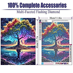CNITUR DIY 5D Diamond Painting Kits for Adults Diamond Art Tree of Life Diamond Painting Full Drill Crystal Rhinestone Embroidery Craft Kits for Home Wall Decor Gifts, Diamond Art Kits B10045