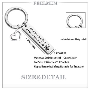 FEELMEM Dandelion Wish Keychain Some See A Weed Others See A Wish Inspirational Quote Dandelion Jewelry Encouragement Gift for Best Friend(silver)