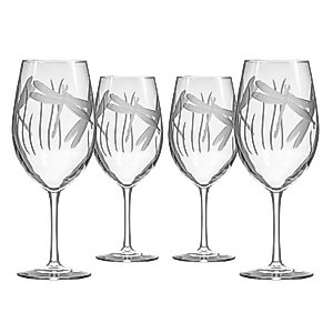 Rolf Glass Dragonfly All Purpose Wine Glass 18 ounce - Stemmed Wine Glasses Set of 4 – Lead-Free Glass- Etched Large Wine Glasses - Made in the USA - A Classic