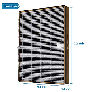 Rioche TT-AP002 H13 True HEPA Replacement Filter, Compatible with TaoTronics TT-AP002 Air Purifier, 3-in-1 Premium H13 True HEPA Filter, 2-Pack