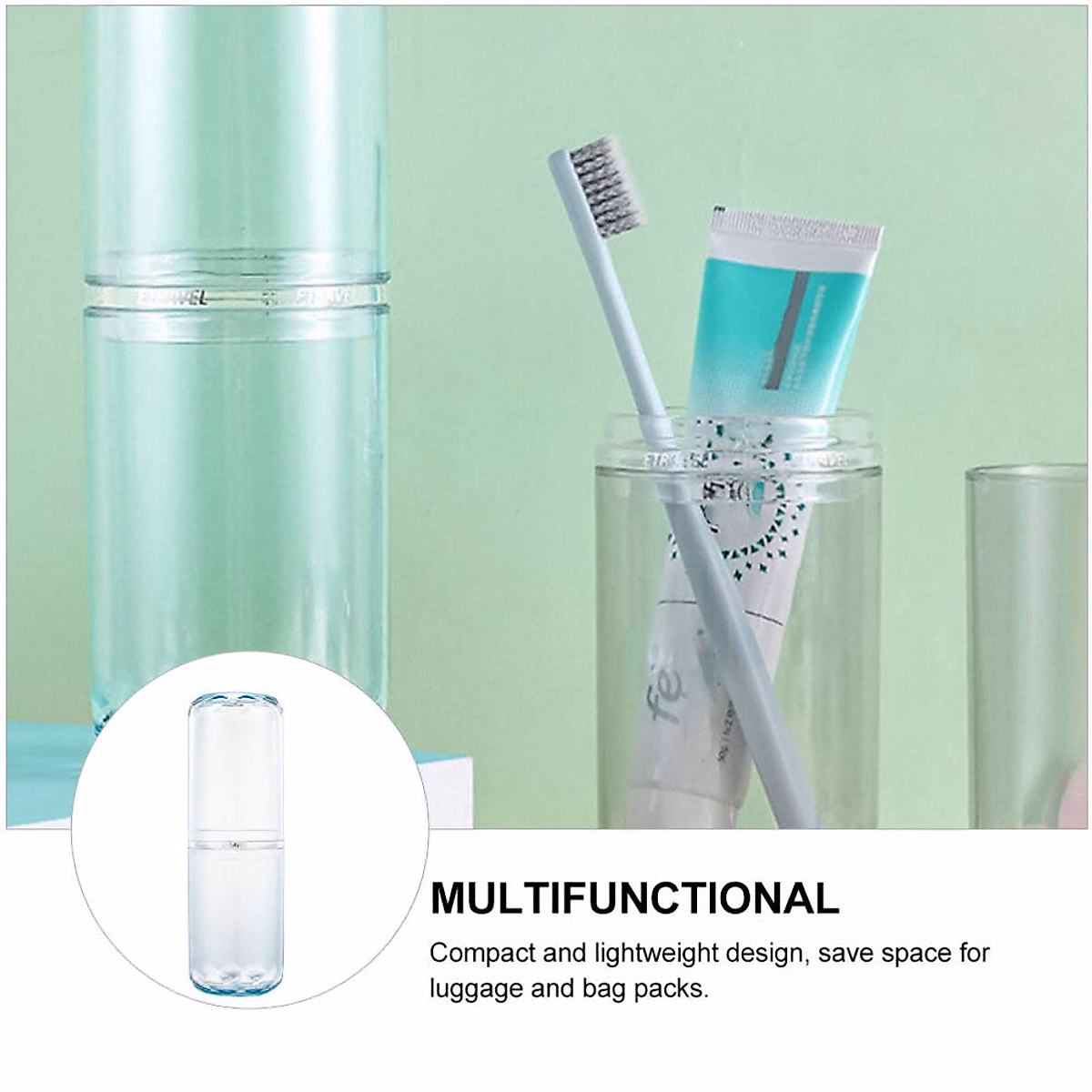 DOITOOL Travel Toothbrush Case Clear Plastic Toothbrush Toothpaste Holder Container Portable Toothbrush Cup Organizer Travel Washing Cup for Camping Travel Business Blue