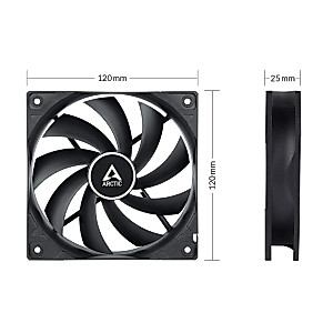 ARCTIC F12 PWM PST CO - PC Fan, 120mm Fan, PC Case Fan with PWM Sharing Technology (PST), Dual Ball Bearing for Continuous Operation, Computer, Fan Speed: 230-1350 RPM - Black