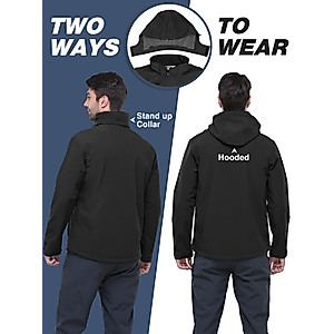 33,000ft Men's Softshell Jacket with Hood Fleece Lined Windbreaker Lightweight Waterproof Jackets for Hiking