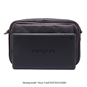 Vidlea Mens Handbag Genuine Leather Crossbody Shoulder Messenger Bag Organizer Checkbook Wallet Purse (Card Brown)