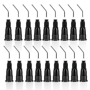 Fashionclubs Blunt Tip Dispensing Needles 20Ga,200pcs Disposale Dental Pre-Bent Irrigation Needle Tips,Black,Great for Oil or Glue Applicator