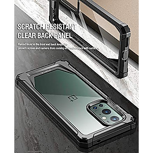 Poetic Guardian Case Designed for Oneplus 9 Pro 5G, Built-in Screen Protector Work with Fingerprint ID, Full Body Hybrid Shockproof Bumper Cover Case, Black/Clear