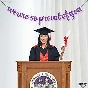 KatchOn, We are So Proud of You Banner - Glitter 10 Feet, No DIY | Congratulations Banner, Purple Graduation Decorations Class of 2024 | Lavender Graduation Decorations, So Proud of You Decorations