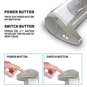 Hanamichi Soap Dispenser, Touchless High Capacity Automatic Soap Dispenser Equipped w/Infrared Motion Sensor Waterproof Base Adjustable Switches Suitable for Bathroom Kitchen Hotel Restaurant