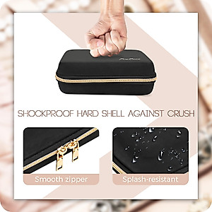 ProCase Medium Travel Jewelry Organizer Case, Jewellery Home Storage Book Ring Binder with Clear Pockets for Presentation, Zippered Pouch Bag for Earrings Necklaces Bracelets -Black