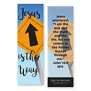 Jesus is The Way, John 14:6, Bulk Pack of 25 Christian Bookmarks for Kids, Childrens Bible Verse Book Markers, Sunday School Prizes with Memory Verses, Scripture Gifts for Kids & Youth