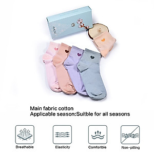 Corlap Women's Crew Socks Ankle High Cotton Fun Cute Athletic Running Socks Gifts For Women (5-Pairs With Present Box)